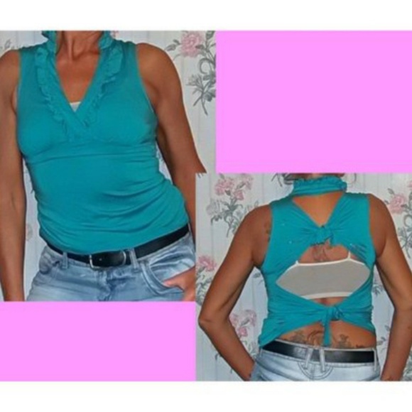 Upcycled | Tops | Slashed Back Ruffled T Shirt | Poshmark